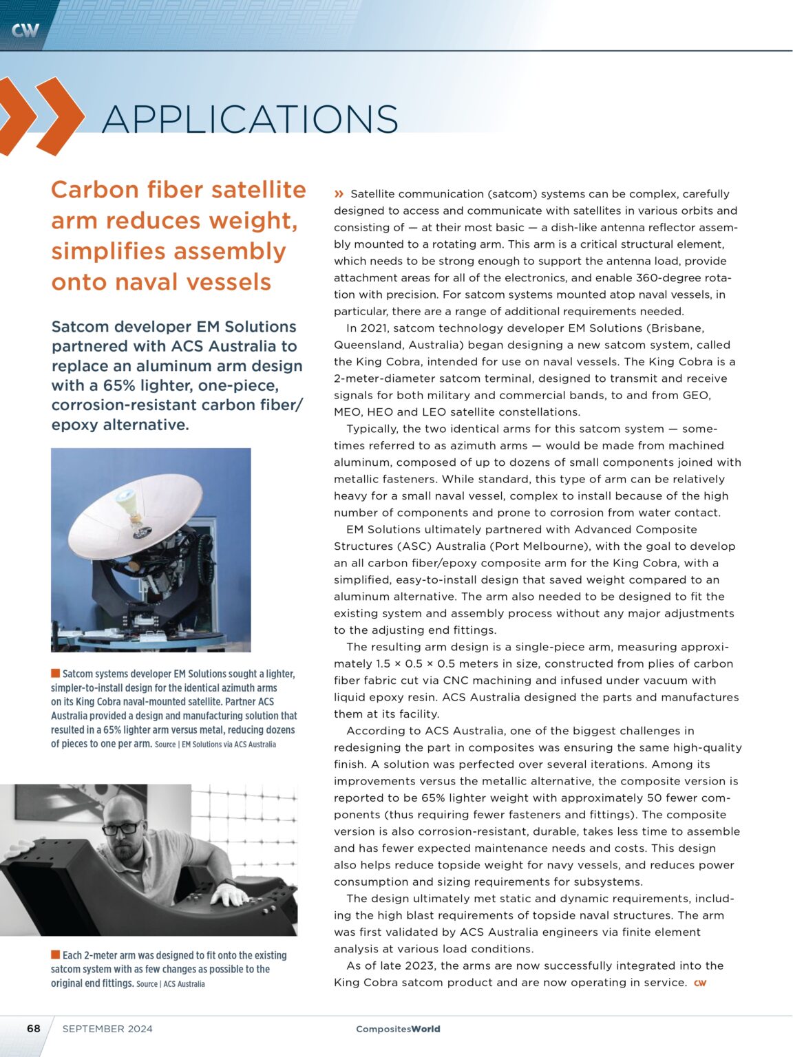 Manufacture of Defence SatCom Azimuth Arms engineered with Carbon Fibre ...